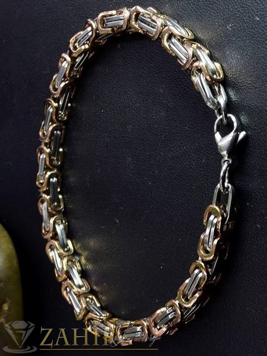 Най-харесваният модел стоманена гривна римска плетка с позлатени ...